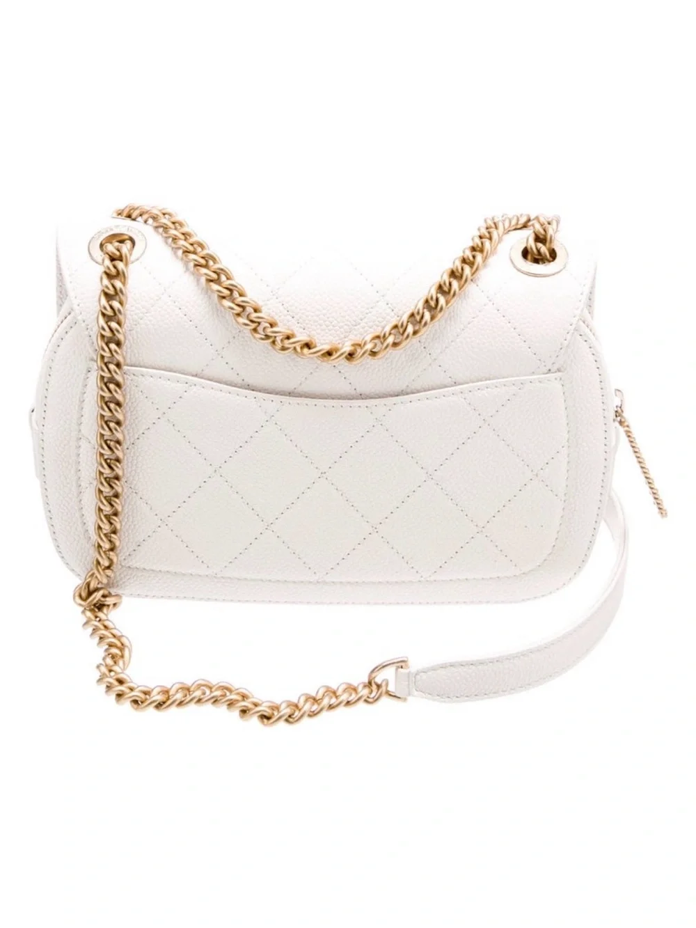 CHANEL | Bags | Chanel White Quilted Shoulder Bag With Gold Chain And ...